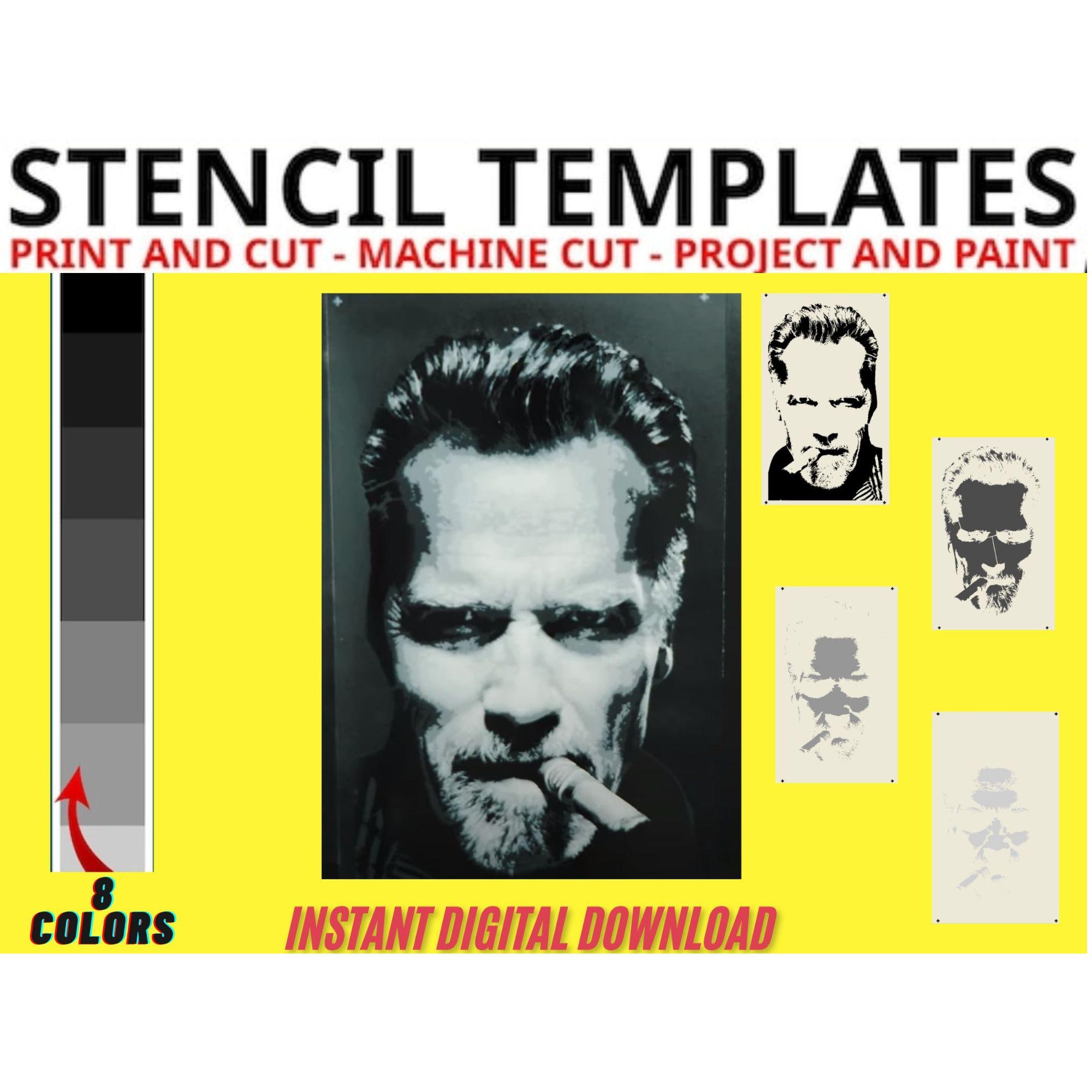 Multilayer Stencil Arnold Schwarzenegger 8 Layers Cricut Files Spray ...