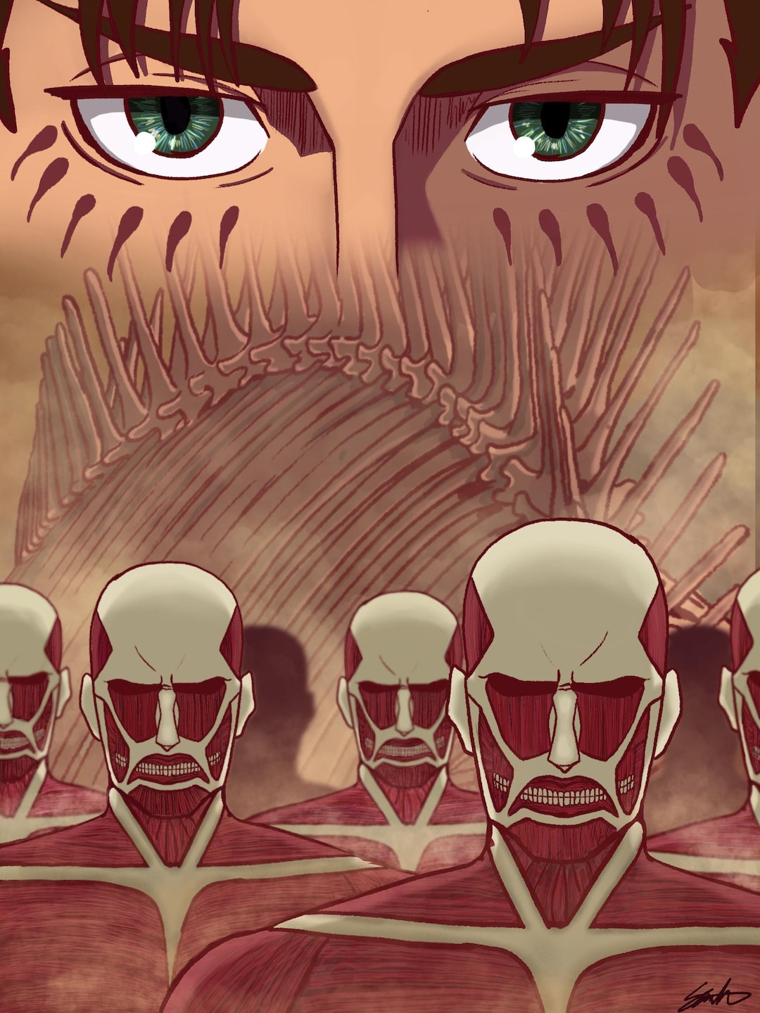 Anime Attack on Titan Matte Vertical Poster, Eren Yeager Fan Art, Wall ...