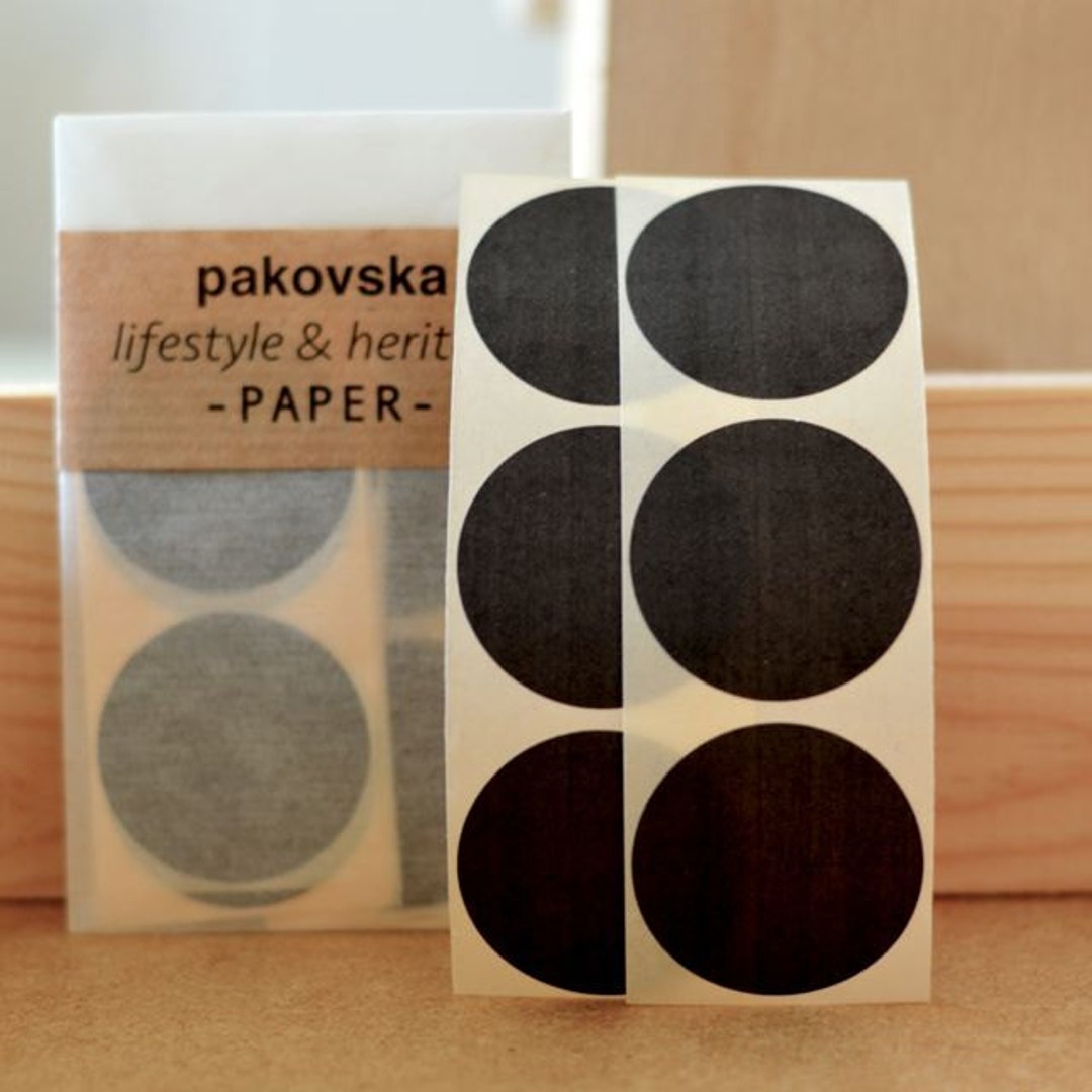 50 Black Paper Circle Stickers, Round Shaped Label, Medium Sized, 35mm ...