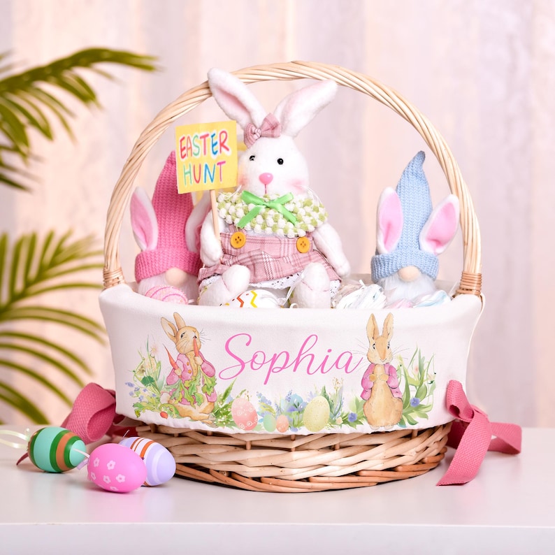 Personalized Easter Basket Liner, Custom Basket Liner With Kids Name ...