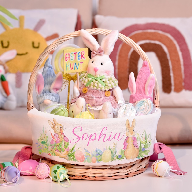 Personalized Easter Basket Liner, Custom Basket Liner With Kids Name ...