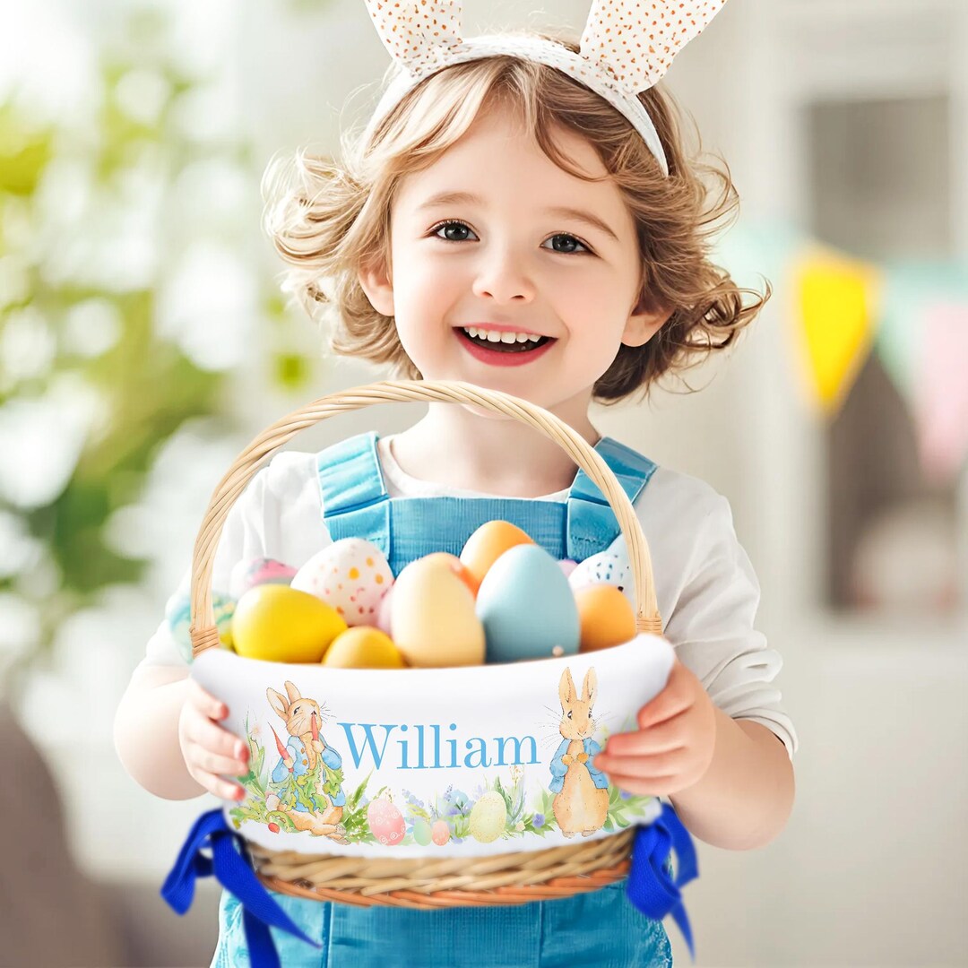 Personalized Easter Basket Liner, Custom Basket Liner With Kids Name ...