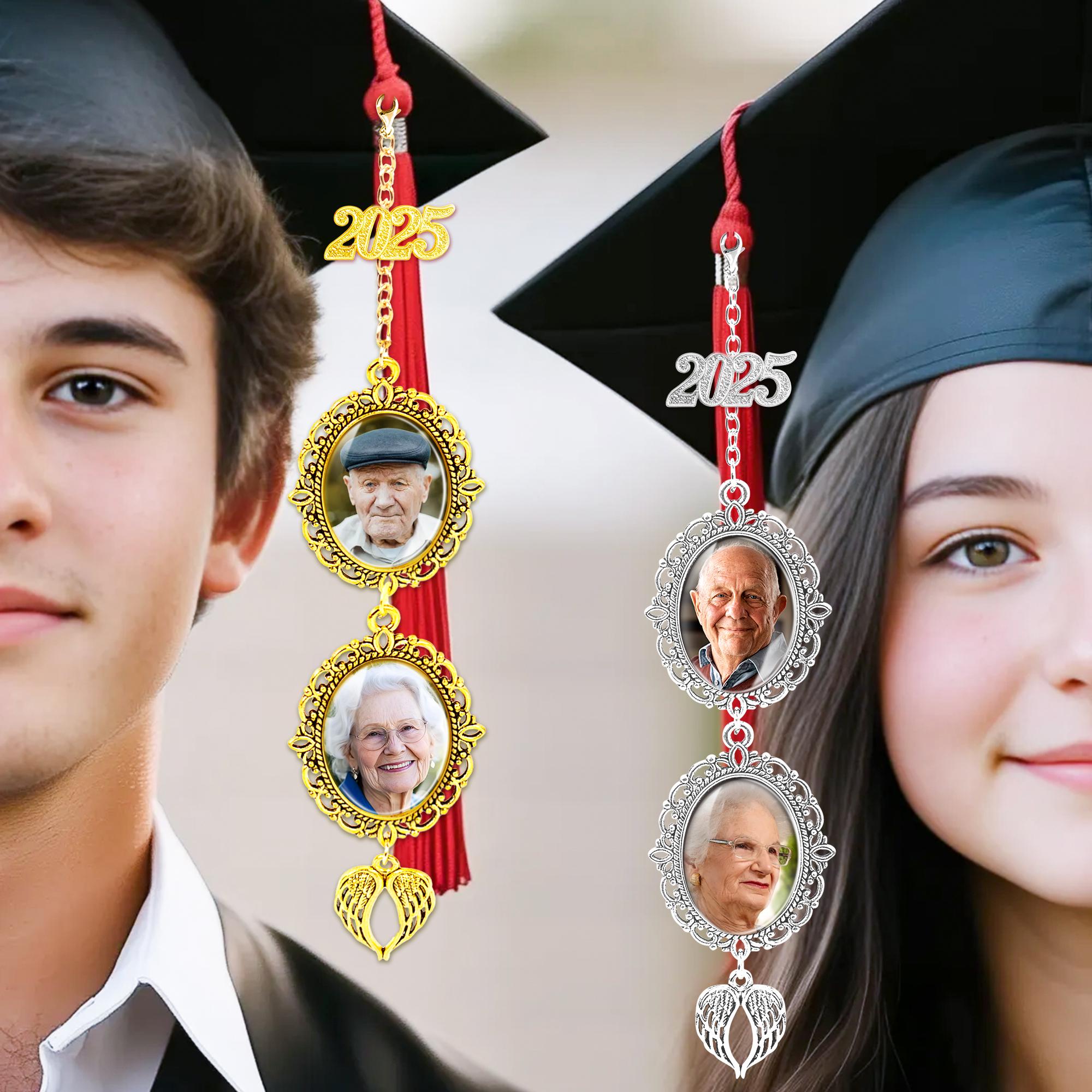 Custom Graduation Photo Charm With Angel Wings, Memorial Tassel Charm ...