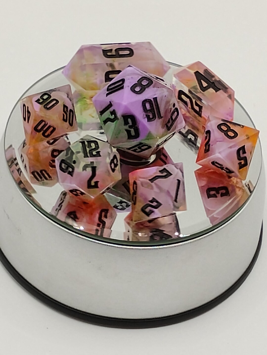 Clear Neon Sherbet Dice Set – Sharp-edged Handmade TTRPG Dice - Etsy