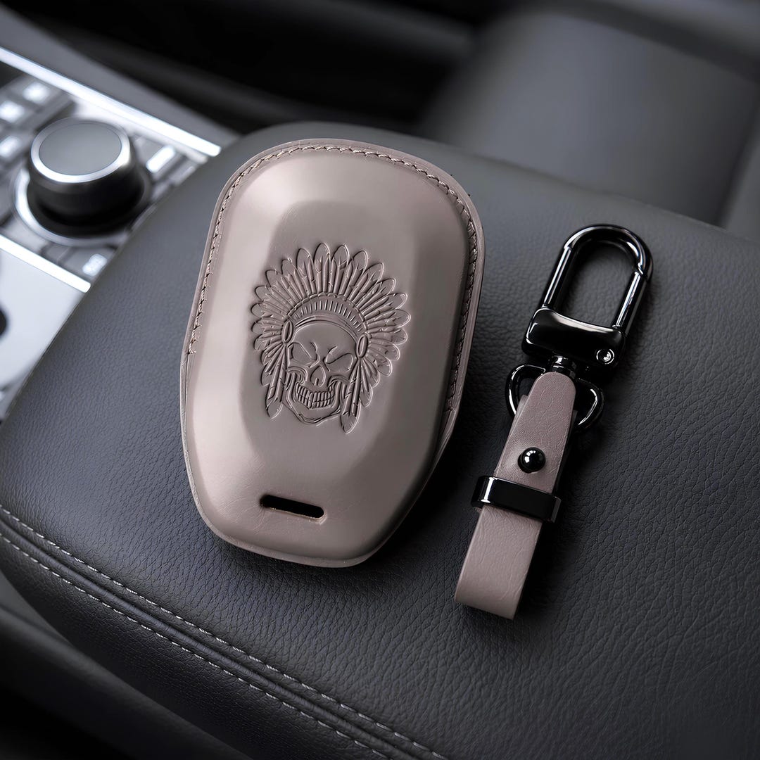 Custom Skull Leather Key Fob Cover Motorcyclle Chief, Chieftain ...