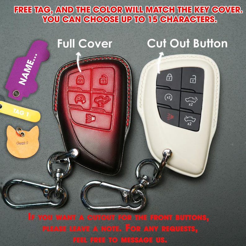 Chevy Truck & SUV Leather Key Fob Cover for Silverado EV Colorado Tahoe ...