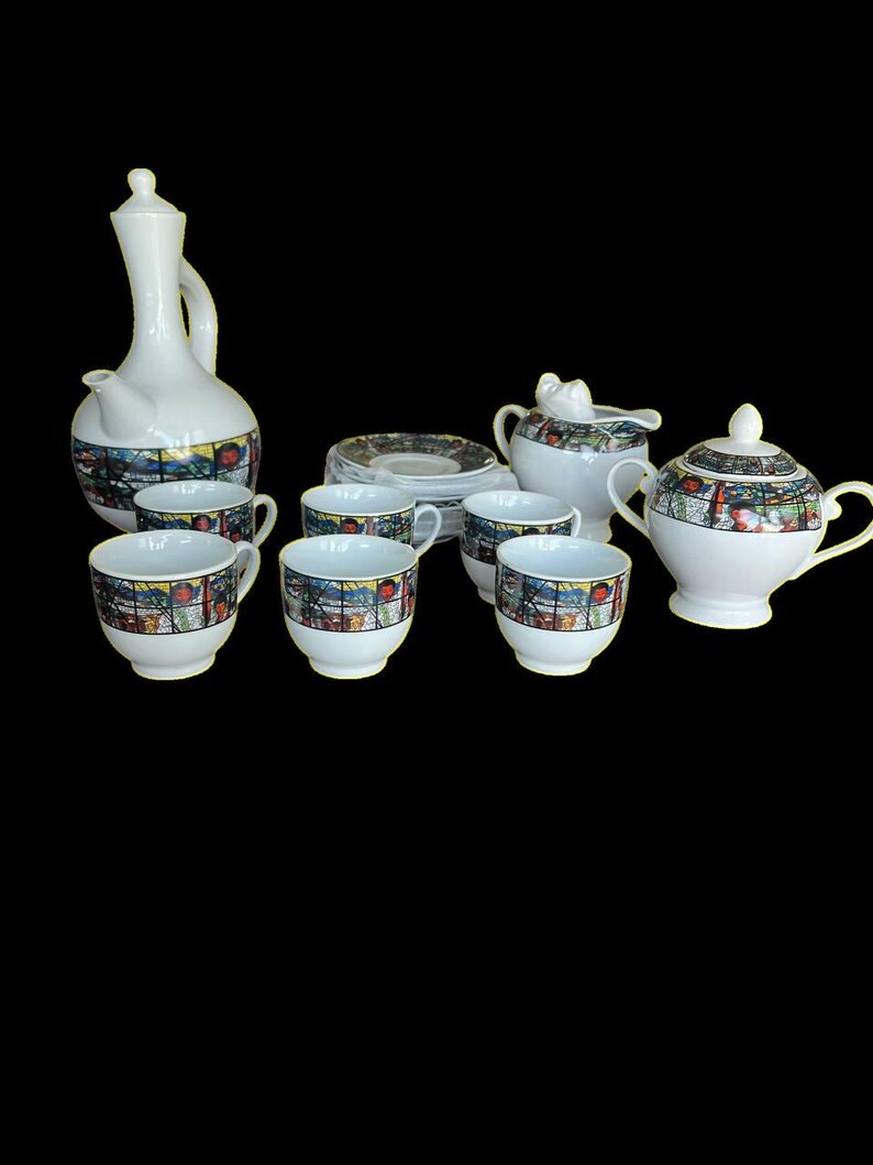 Ethiopian & Eritrean Coffee Set 23 Piece Traditional Jebena With Cups and Saucers White ...