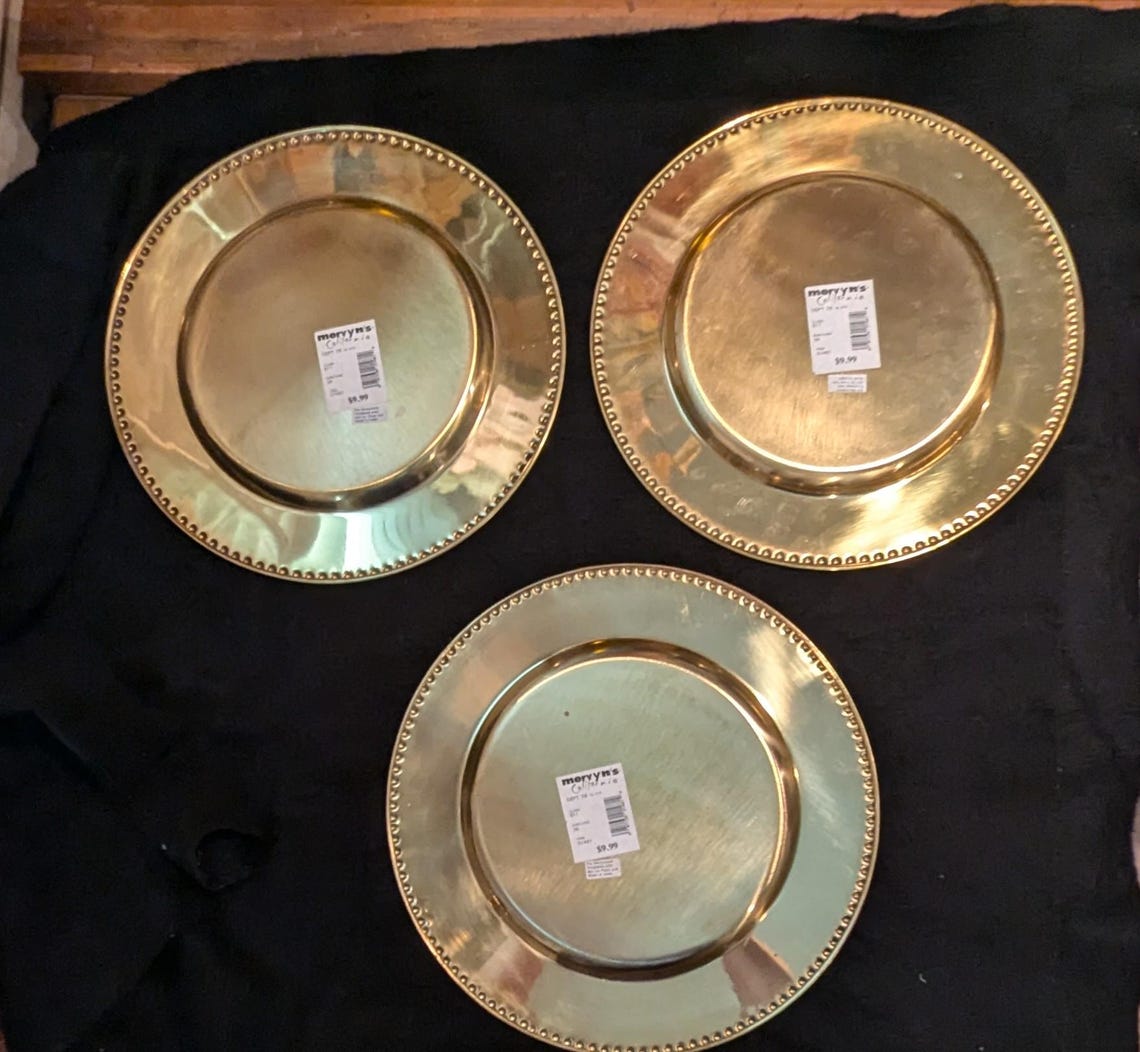 Three Gold Colored Plates - Etsy