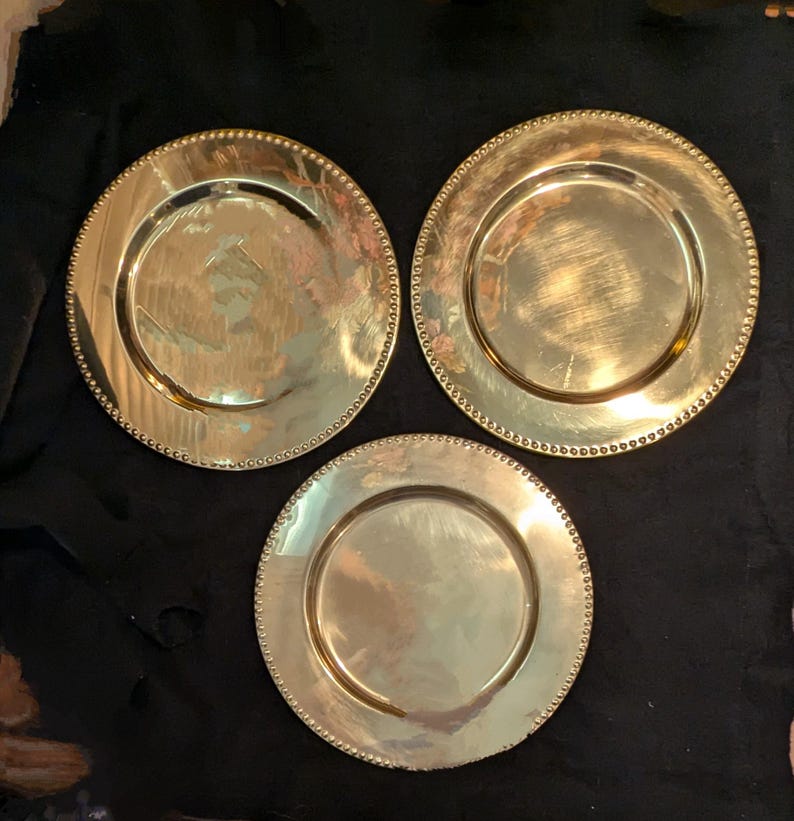 Three Gold Colored Plates - Etsy