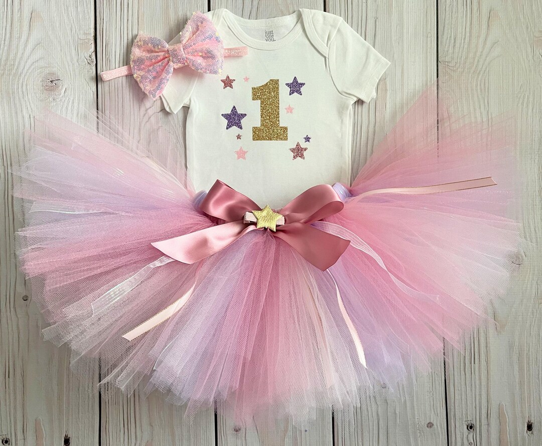 First Trip Around the Sun Baby Girl Birthday Outfit | Blush Pink Outer ...