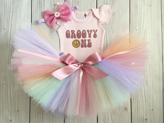 One Groovy Girl Birthday Outfit | Pastel Groovy One Cake Smash Outfit ...