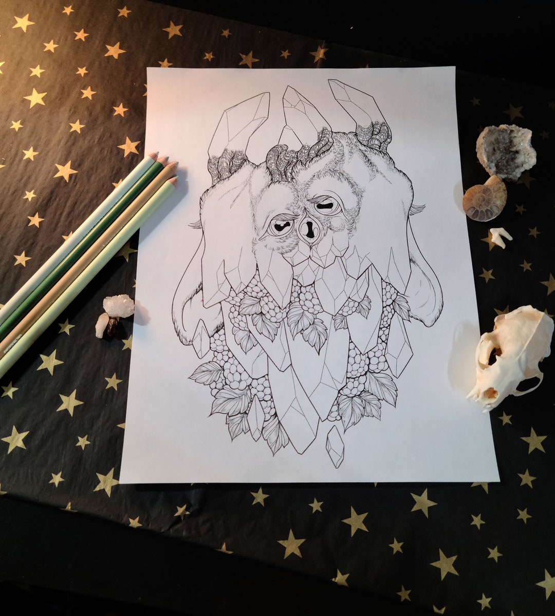 Printable Adult Coloring Page - Macabre Downloadable Art - Etsy