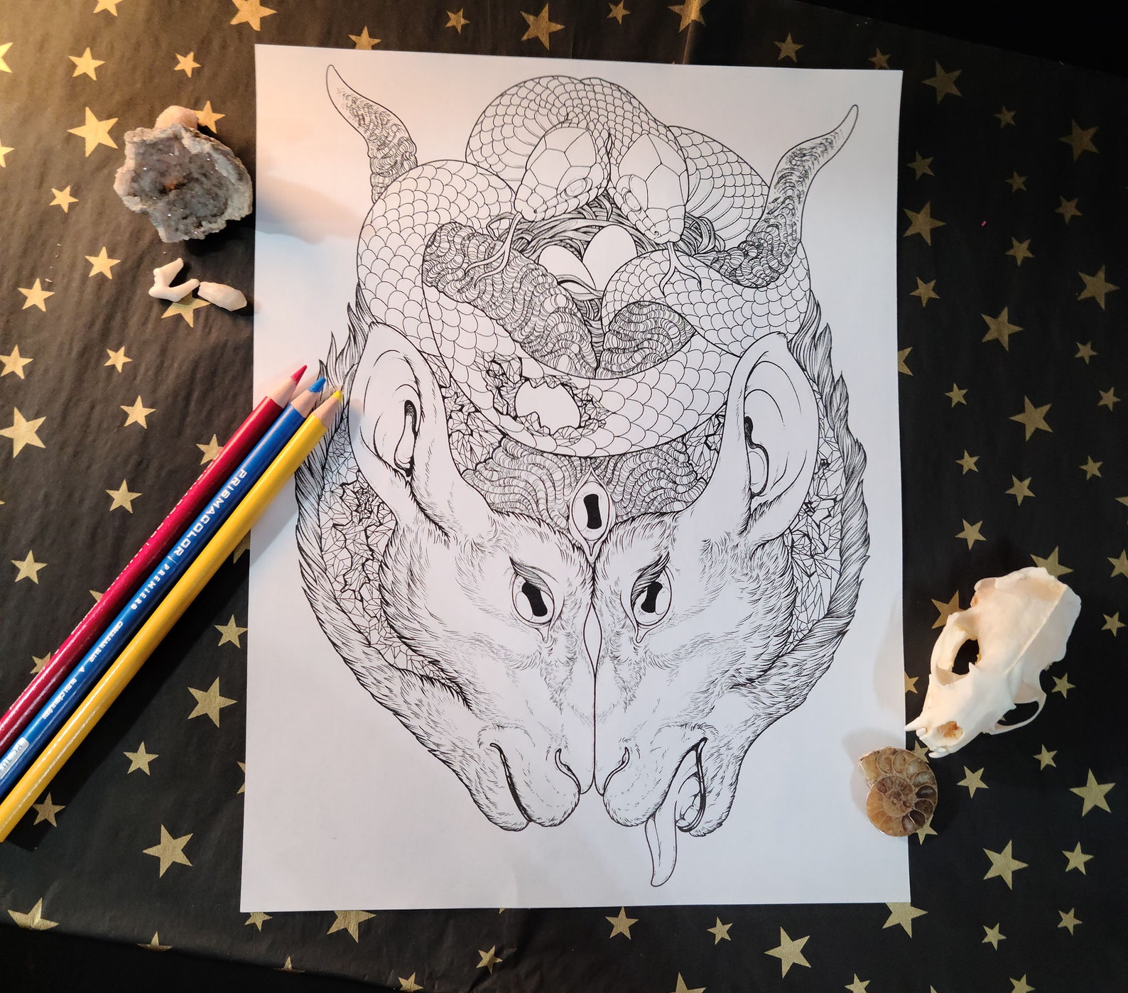 Printable Adult Coloring Page Macabre Downloadable Art - Etsy