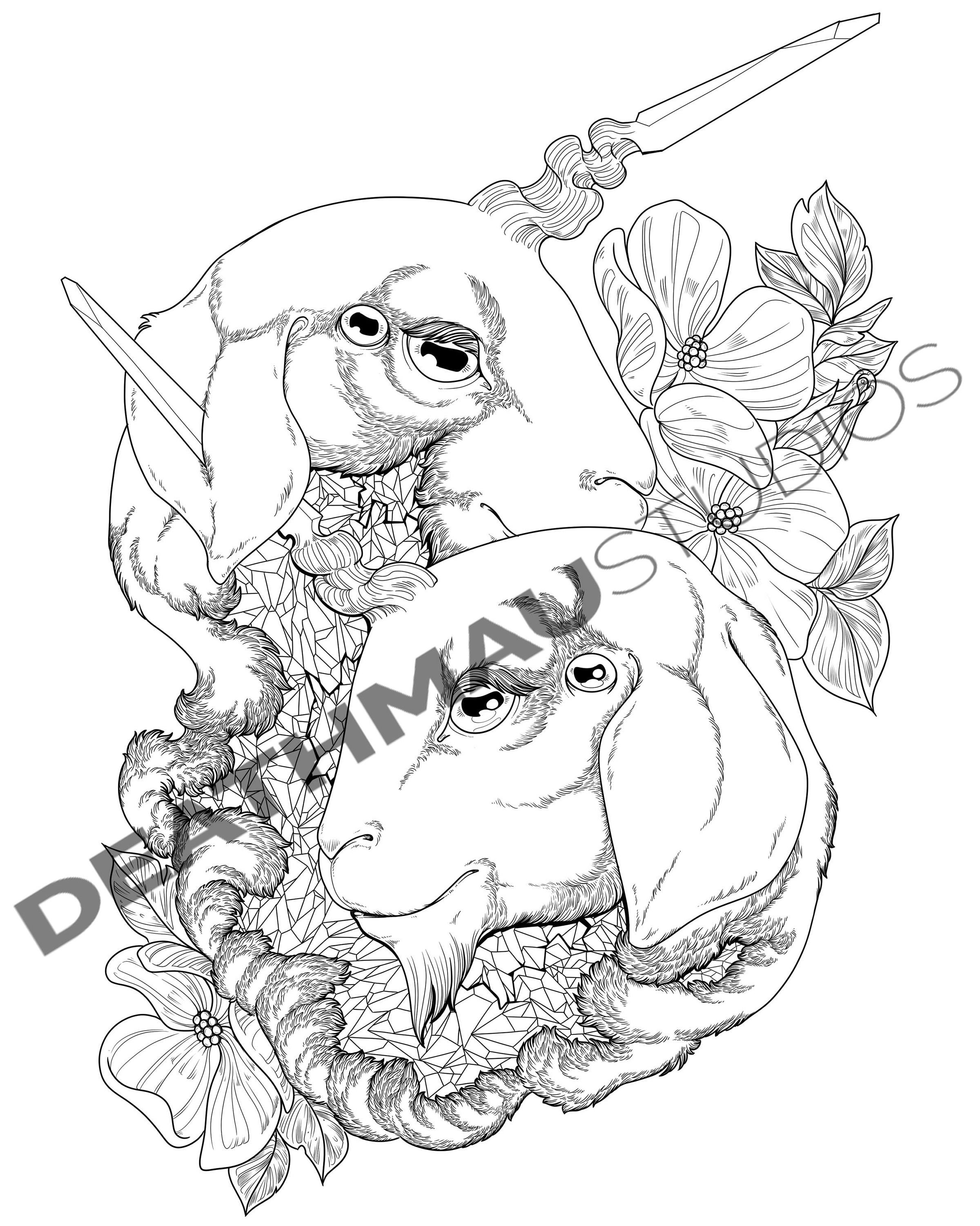 Printable Adult Coloring Page Macabre Downloadable Art - Etsy Australia