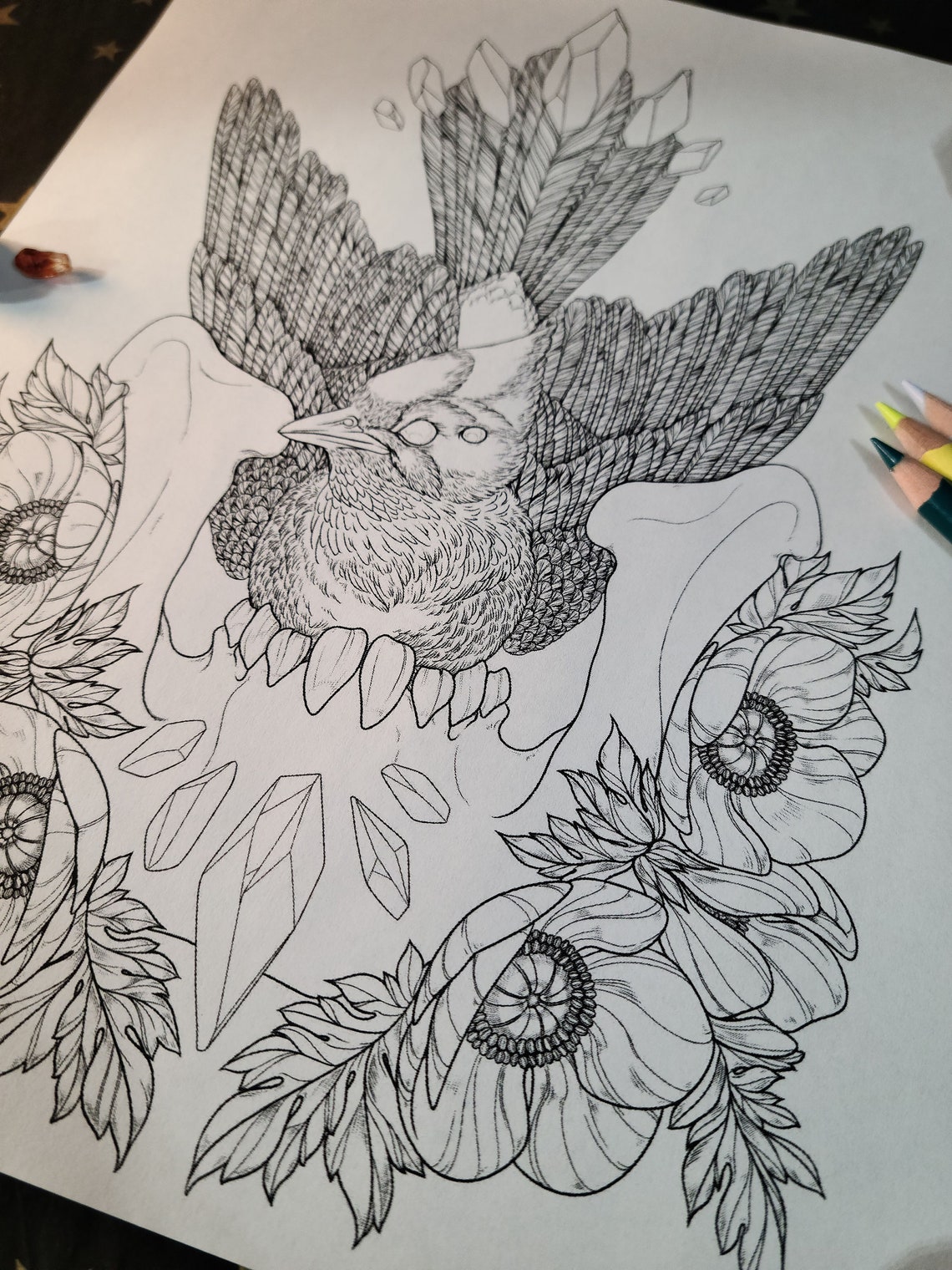 Printable Adult Coloring Page - Macabre Downloadable Art - Etsy