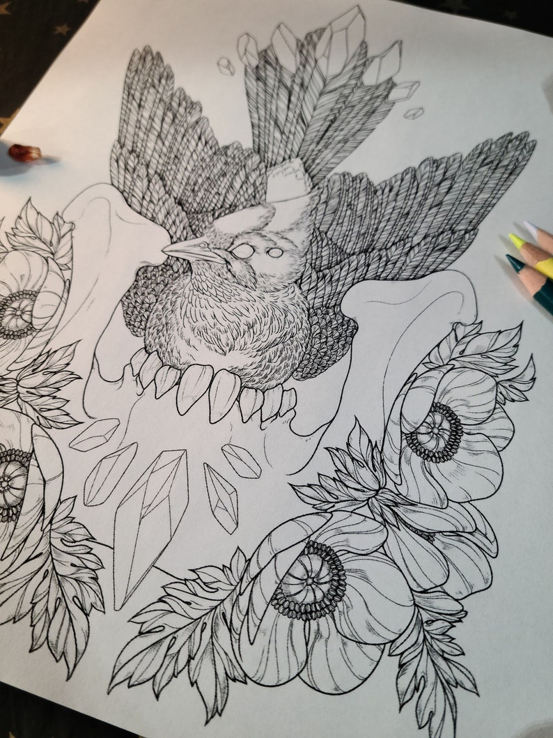 Printable Adult Coloring Page - Macabre Downloadable Art - Etsy