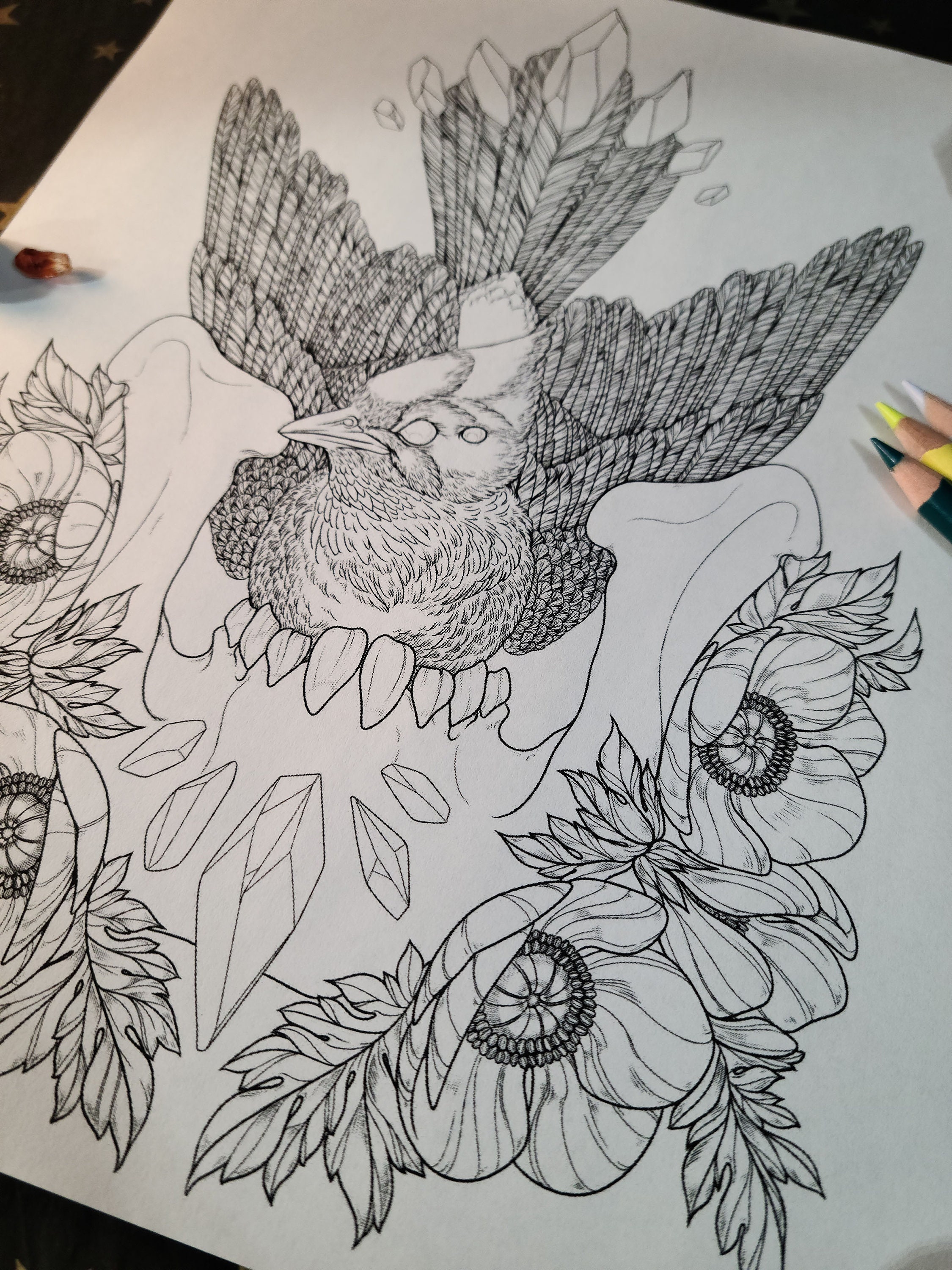 Printable Adult Coloring Page - Macabre Downloadable Art - Etsy