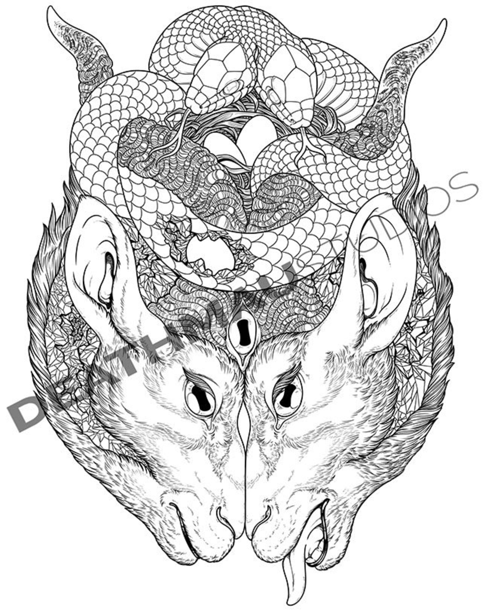 Printable Adult Coloring Page Macabre Downloadable Art - Etsy