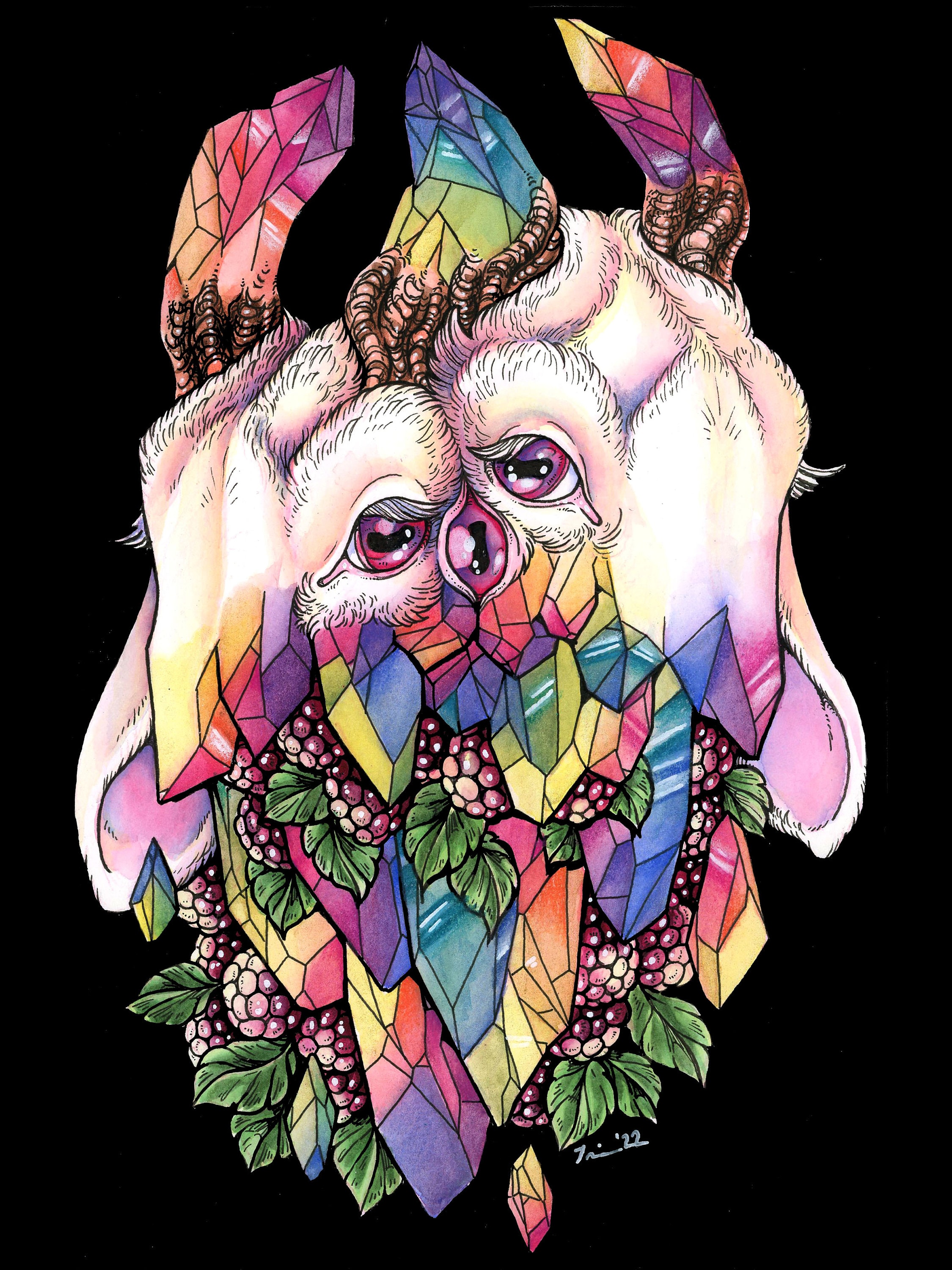 Auric Capra Original Ink and Watercolor Illustration - Etsy