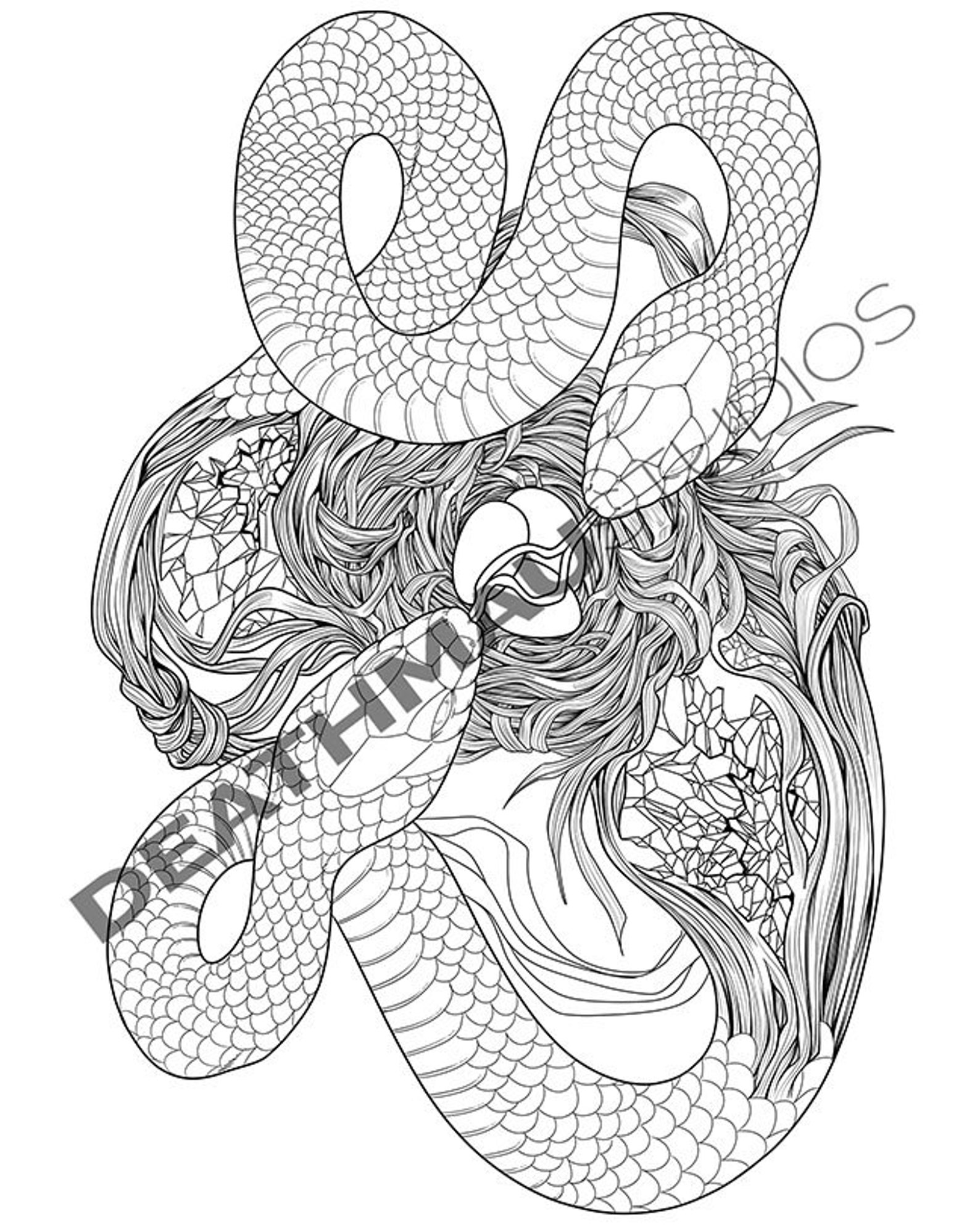 Printable Adult Coloring Page Macabre Downloadable Art - Etsy UK