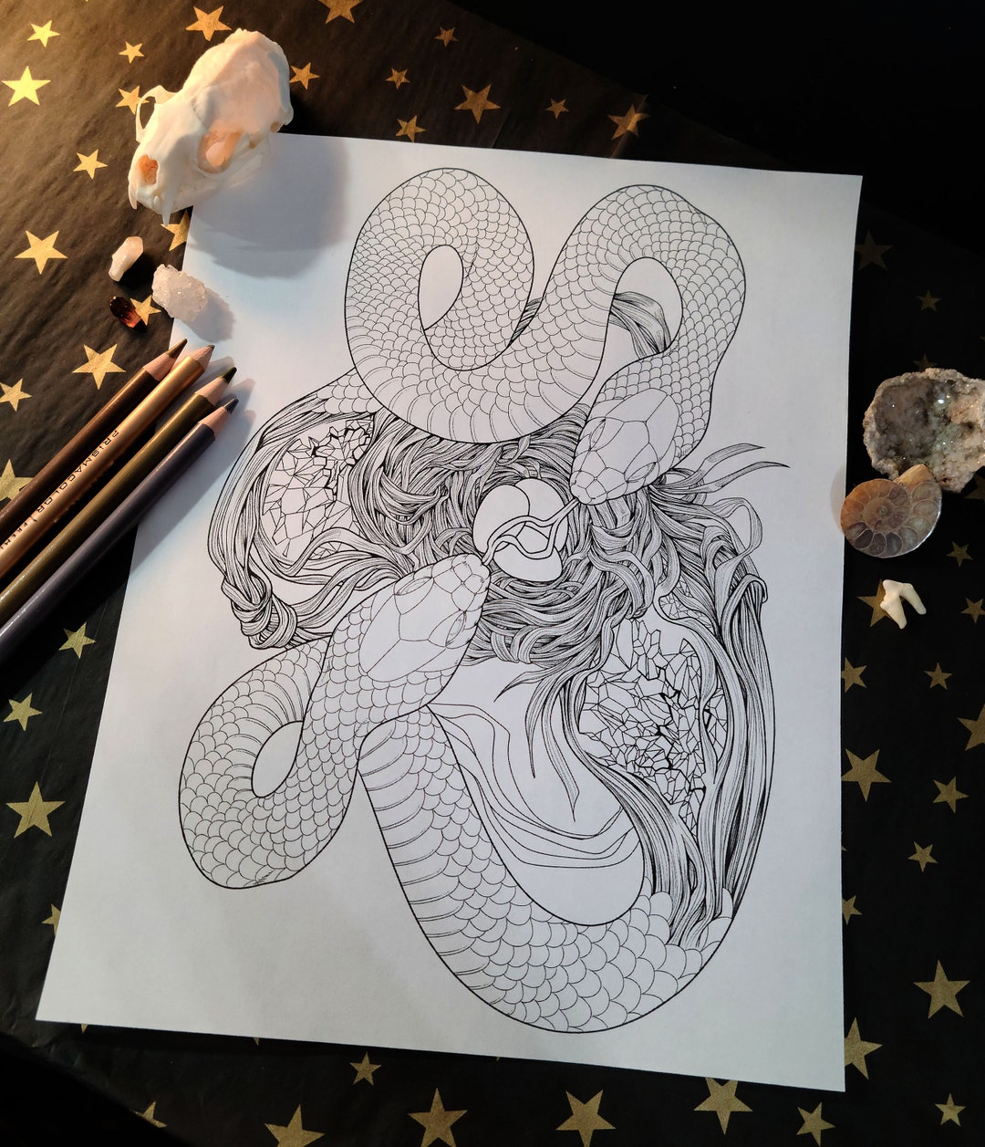 Printable Adult Coloring Page Macabre Downloadable Art - Etsy