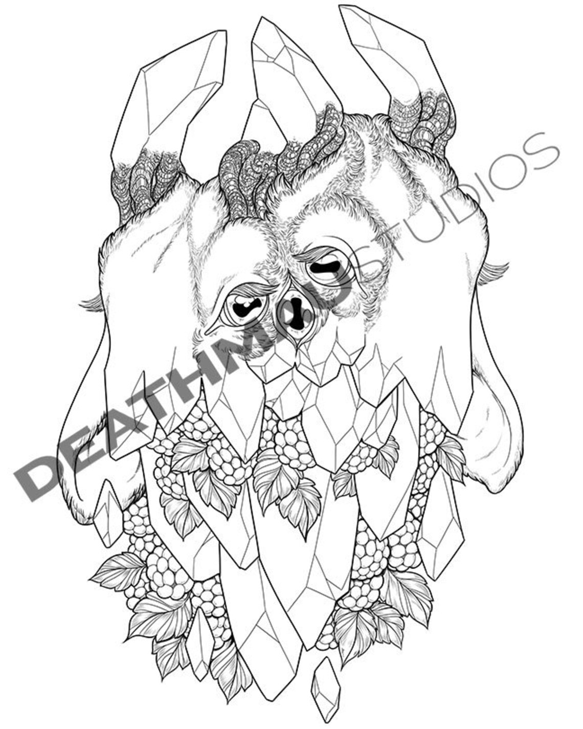 Printable Adult Coloring Page Macabre Downloadable Art | Etsy