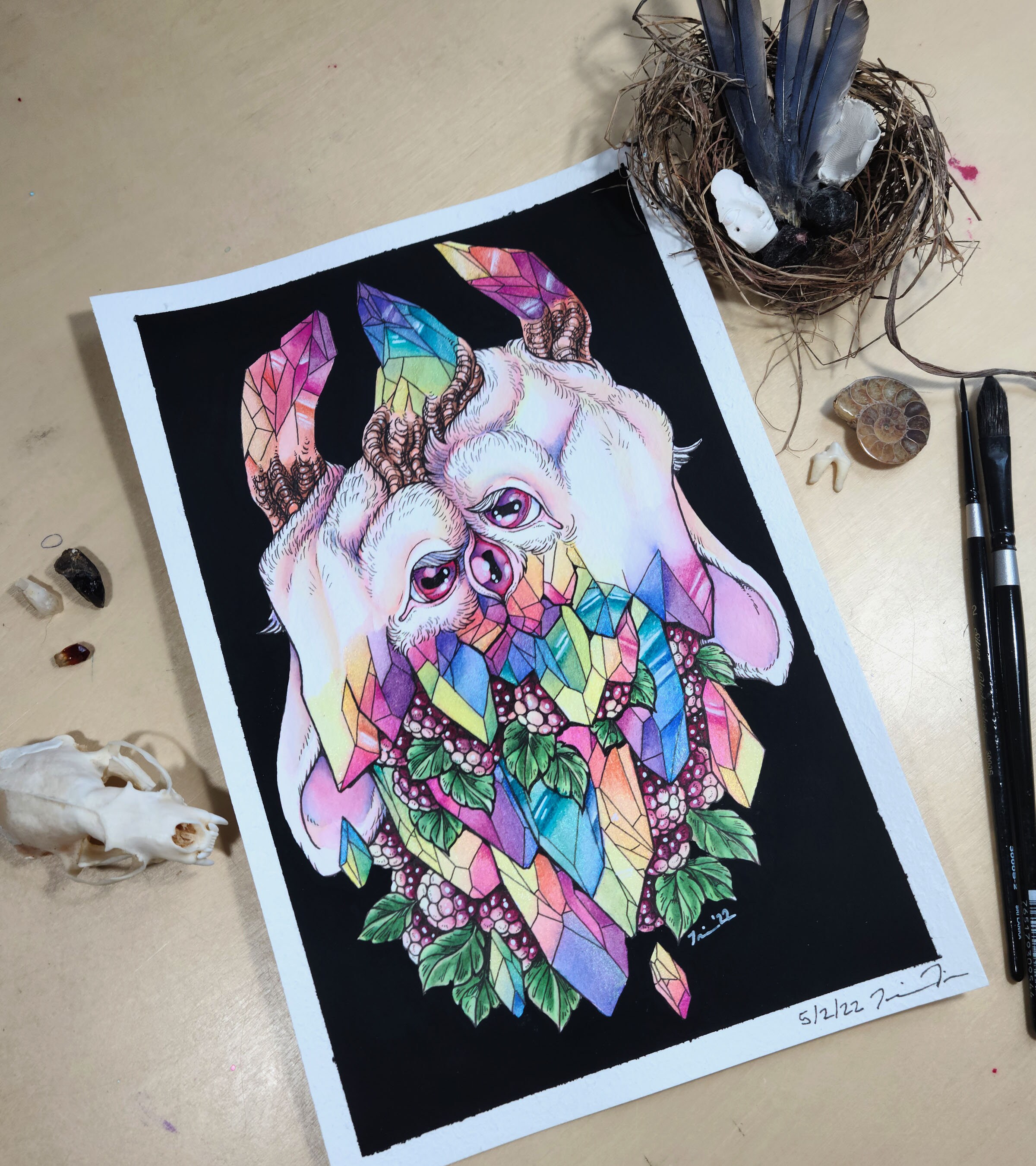 Auric Capra Original Ink and Watercolor Illustration - Etsy