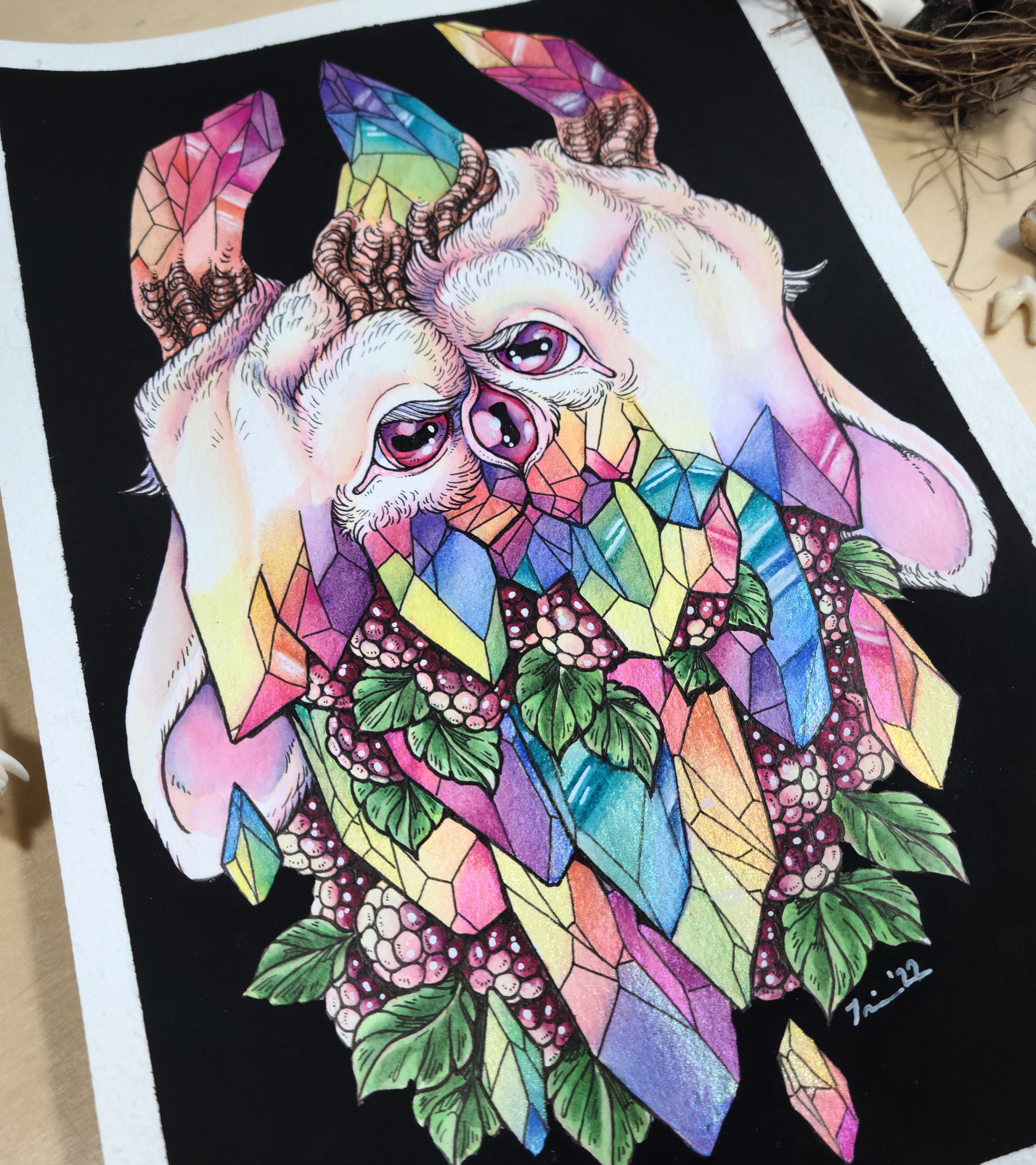 Auric Capra Original Ink and Watercolor Illustration - Etsy