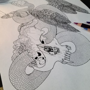 Printable Adult Coloring Page Macabre Downloadable Art - Etsy