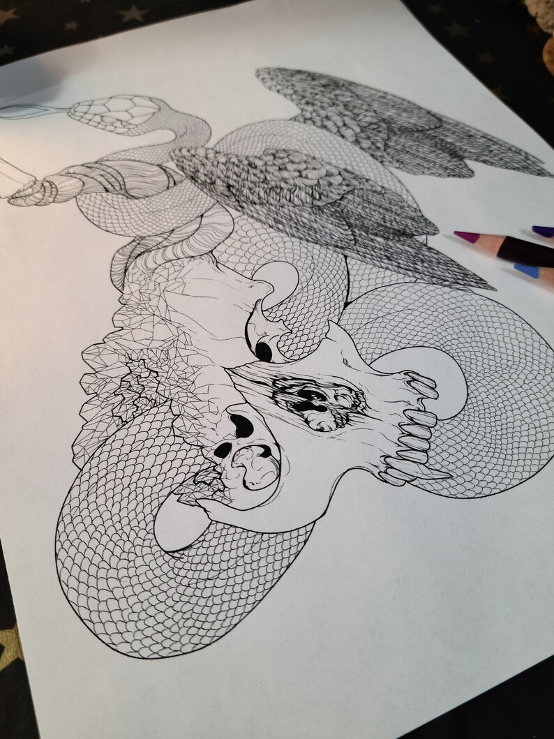 Printable Adult Coloring Page Macabre Downloadable Art - Etsy