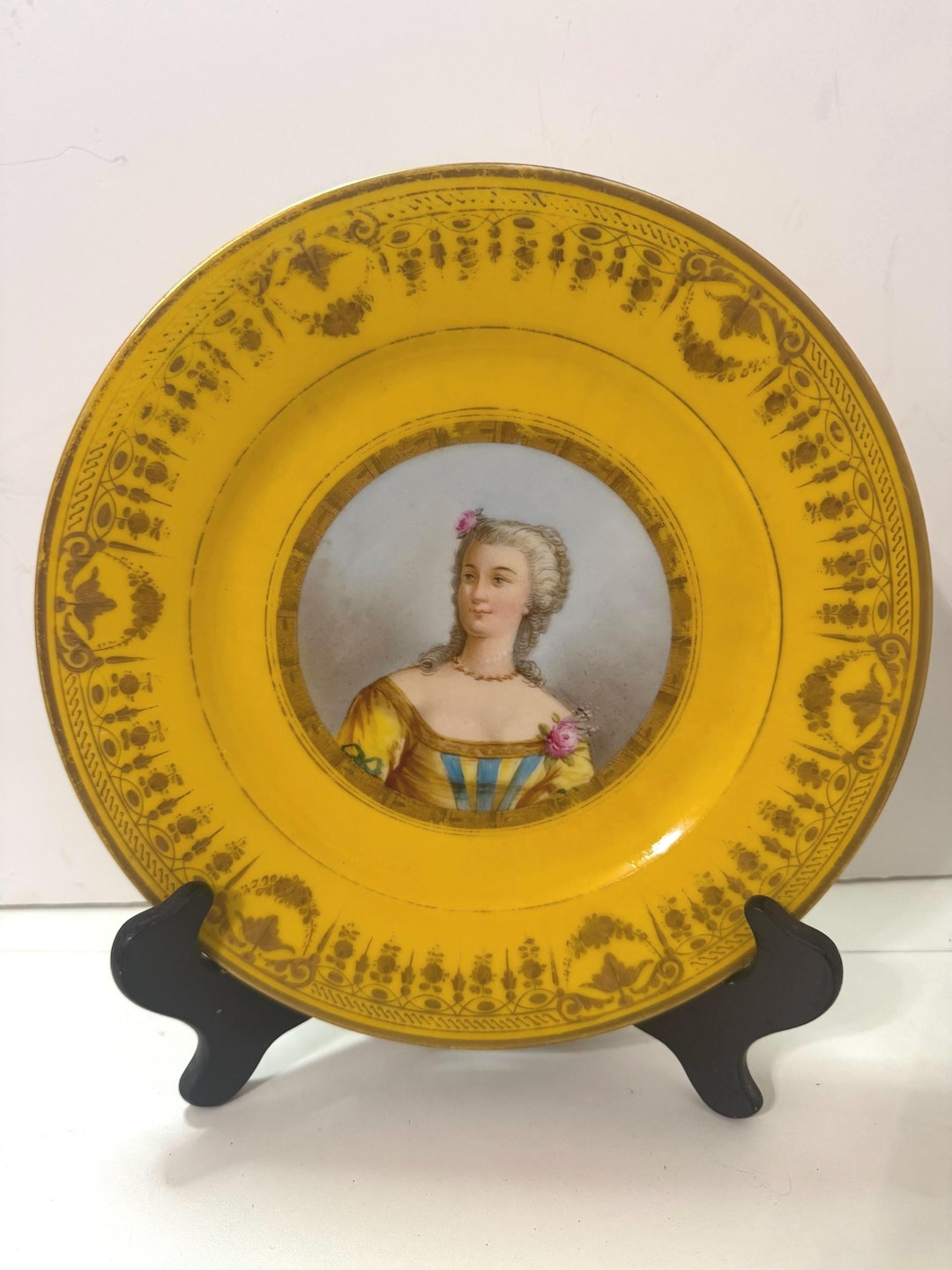 Antique Sèvres Style Portrait Plate: Hand-painted Royal Lady, Gold ...