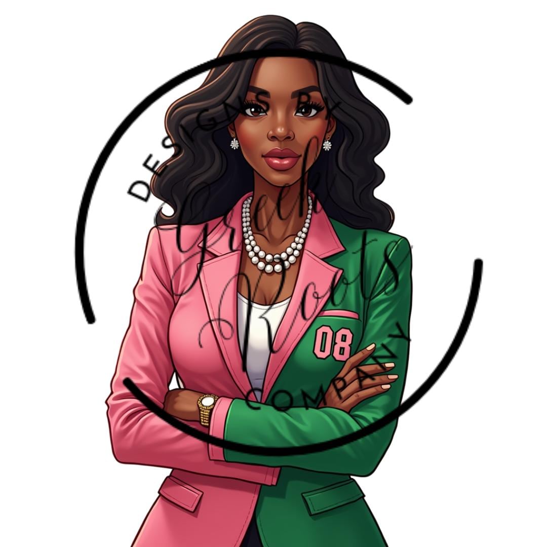 AKA Sorority Clipart, Pink and Green, Divine Nine (digital Download) - Etsy