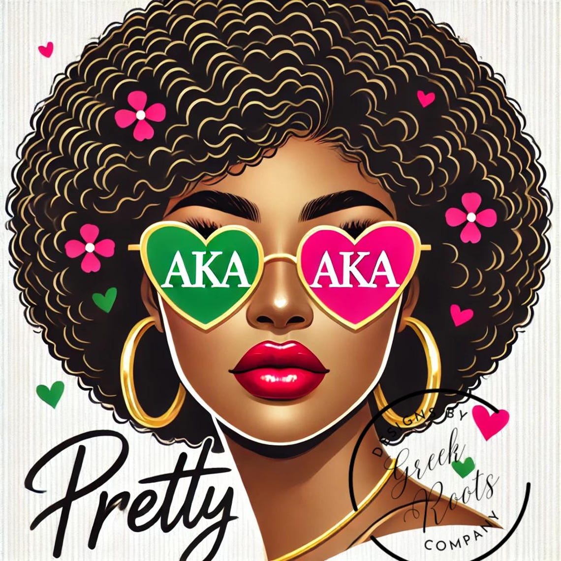 AKA Sorority Clipart, Black Sorority Art, Pink and Green Digital ...