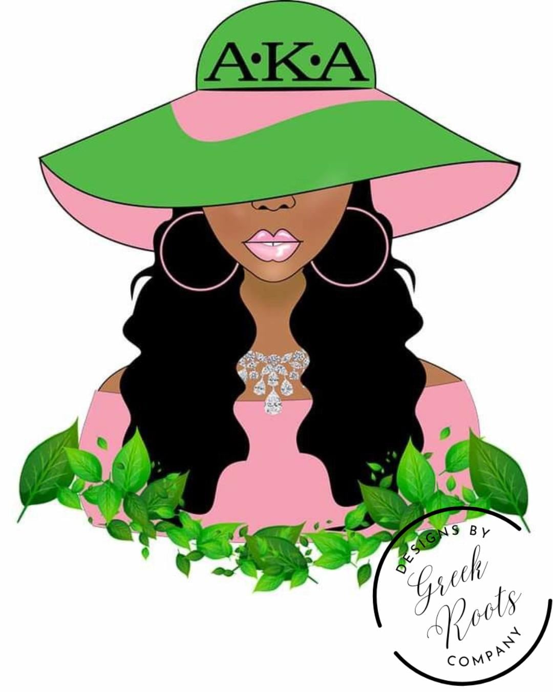 AKA Sorority Clipart, Black Sorority Art, Pink and Green Digital ...