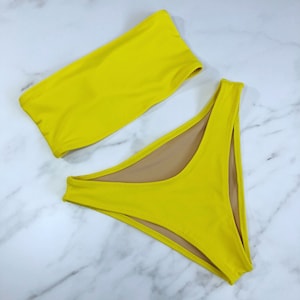 High Leg Bikini Bandeau Bathing Suit Women's Cheeky - Etsy