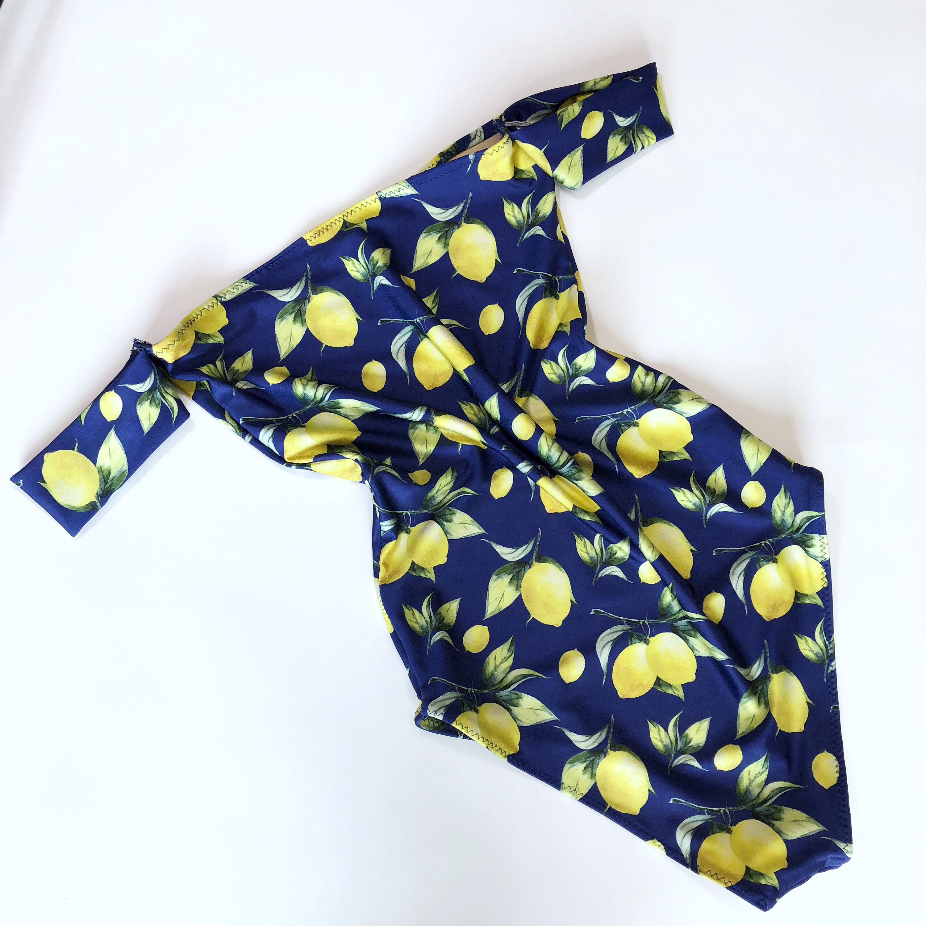 Women's One Piece Swimsuit Lemon Print Sleeve Bathing Suit - Etsy