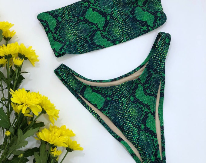 Women's Snake Print Cheeky Bikini - Etsy