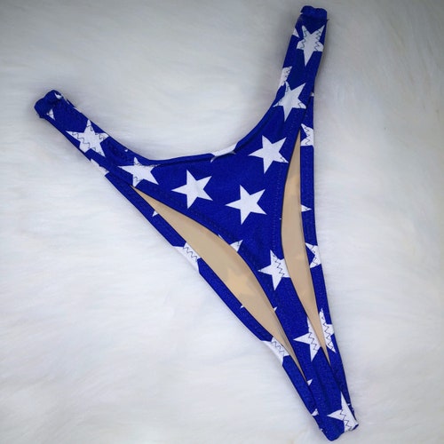 Stars High Leg Thong Bikini Bottom Etsy Australia