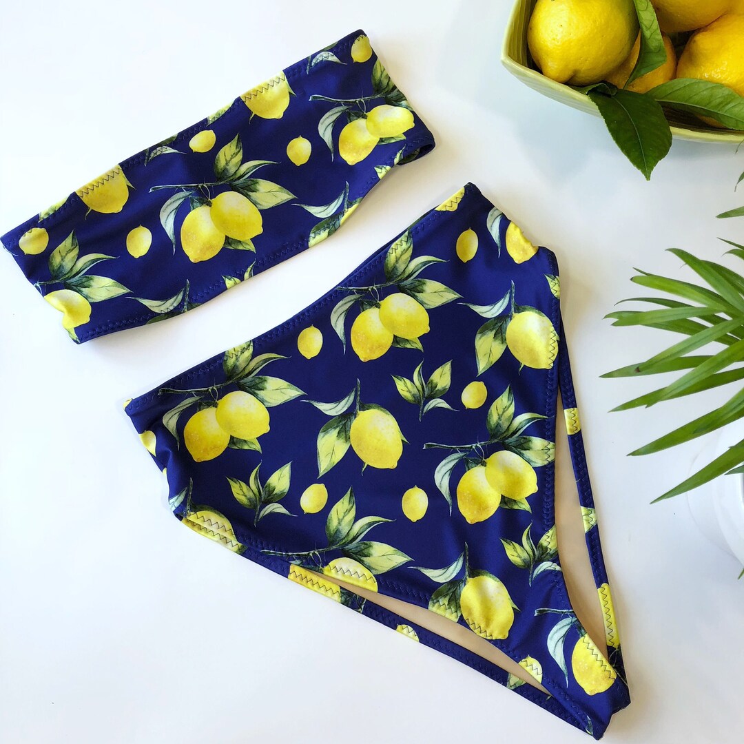 Women's Lemon Print High Leg Bathing Suit - Etsy