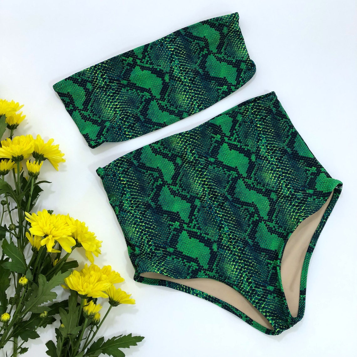 Women's High Waisted Snake Bathing Suit - Etsy