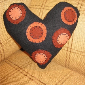 Penny Circle Miniature Wool Felt Heart Pillow - Etsy