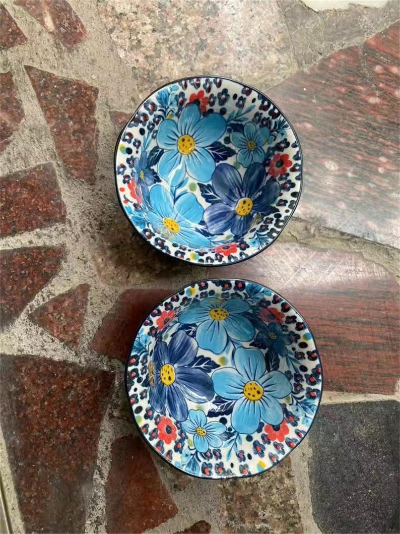Charming Hand-painted Ceramic Rice Bowls Artistic Delights for Your ...