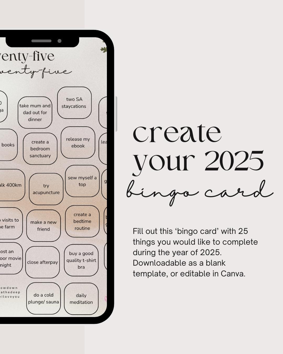 2025 Bingo Card, Goal Setting Planner - Etsy