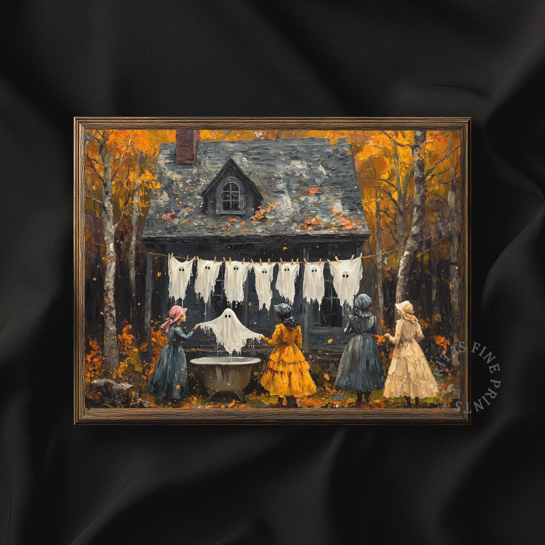 Victorian Ghost Laundry Print: Spooky Cottagecore Halloween Decor ...