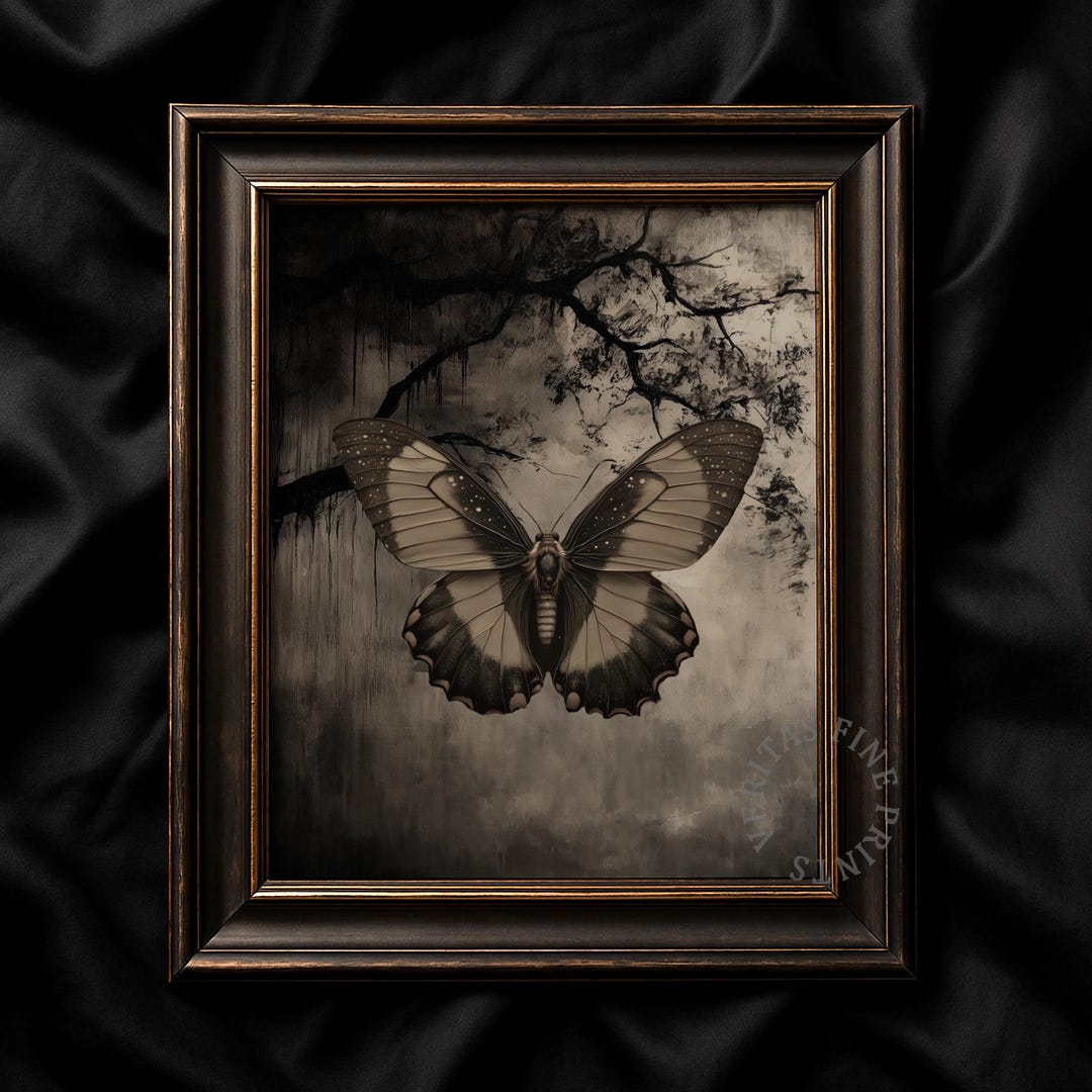 Gothic Moth Sepia Print: Dark Academia Halloween Wall Art (digital ...