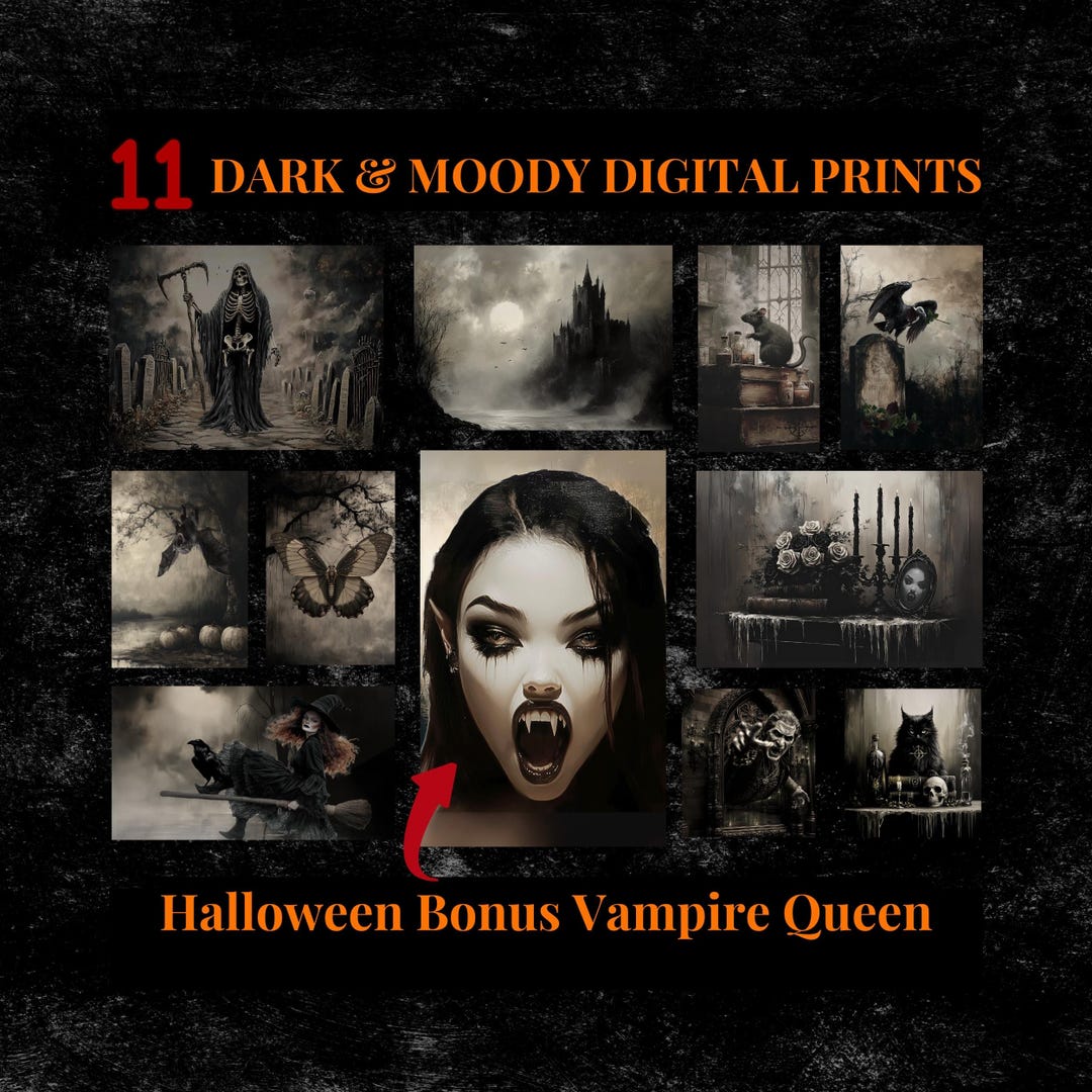 Dark & Moody Halloween Printable Wall Art Set 10 + Bonus, Dark Academia ...