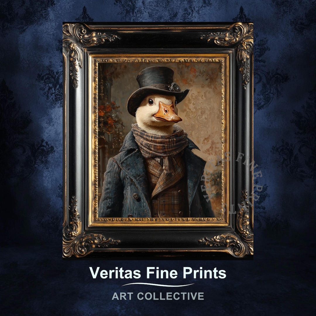 Steampunk Duck Wall Art – Printable Victorian Animal Portrait, Dapper ...