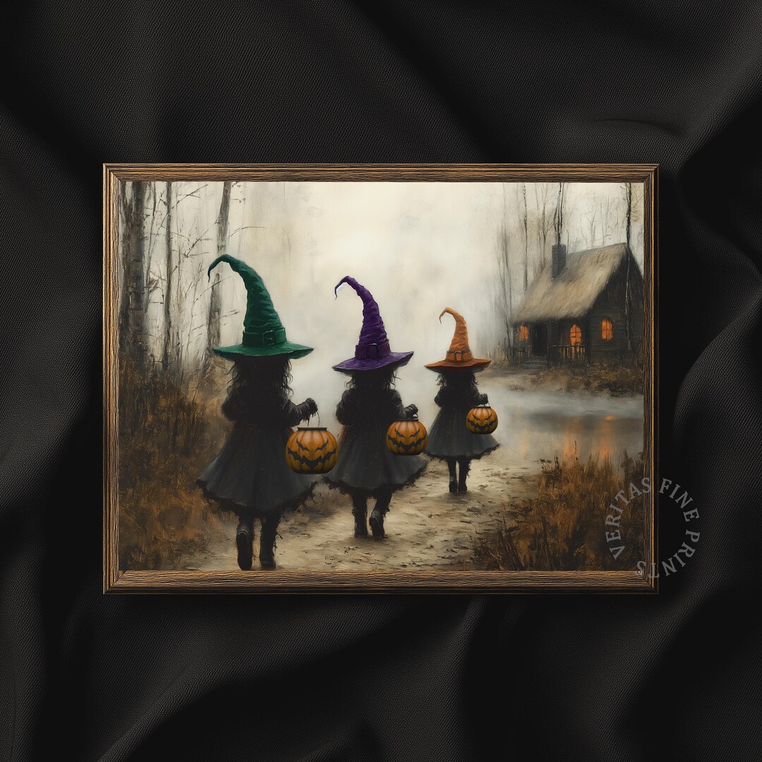 Three Little Witches Halloween Printable Wall Art - Trick-or-treat in ...