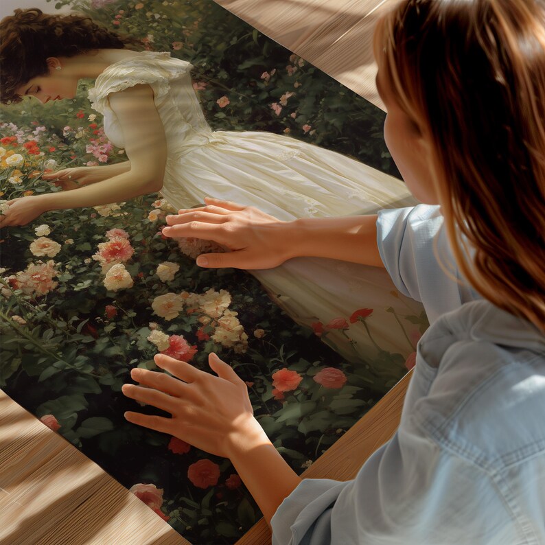 Victorian Lady in Rose Garden: Romantic Cottagecore Print (digital ...