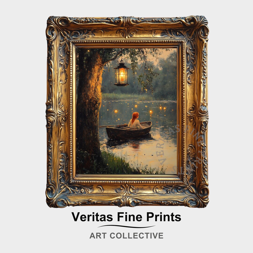 Lantern Lake Art Print: Dreamy Rowboat Scene (instant Download) - Etsy